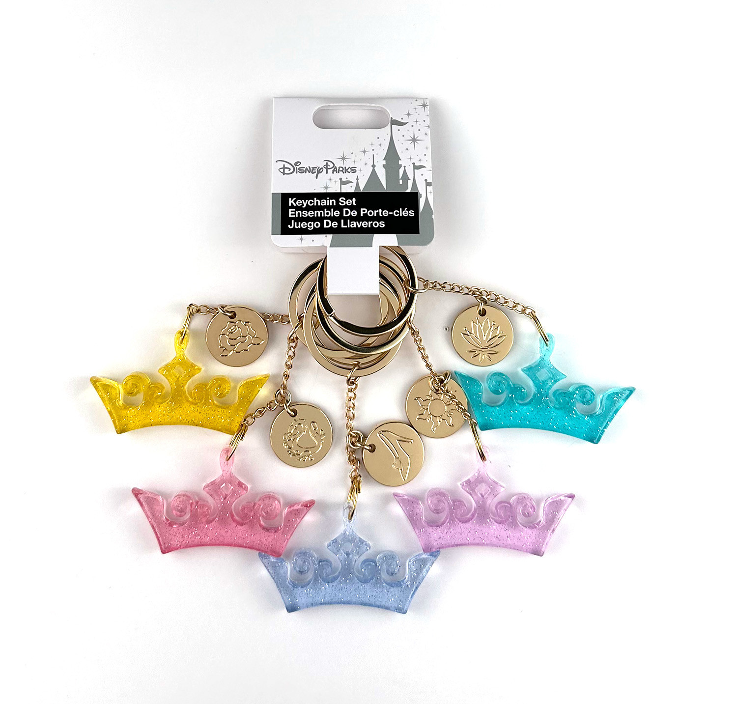 Disney Keychain Set - Princess Tiara - Set of 5 - Parks Collectibles